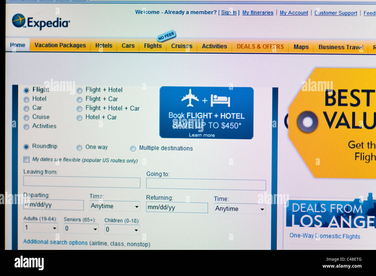 Expedia website online screenshot screen shot Stock Photo - Alamy