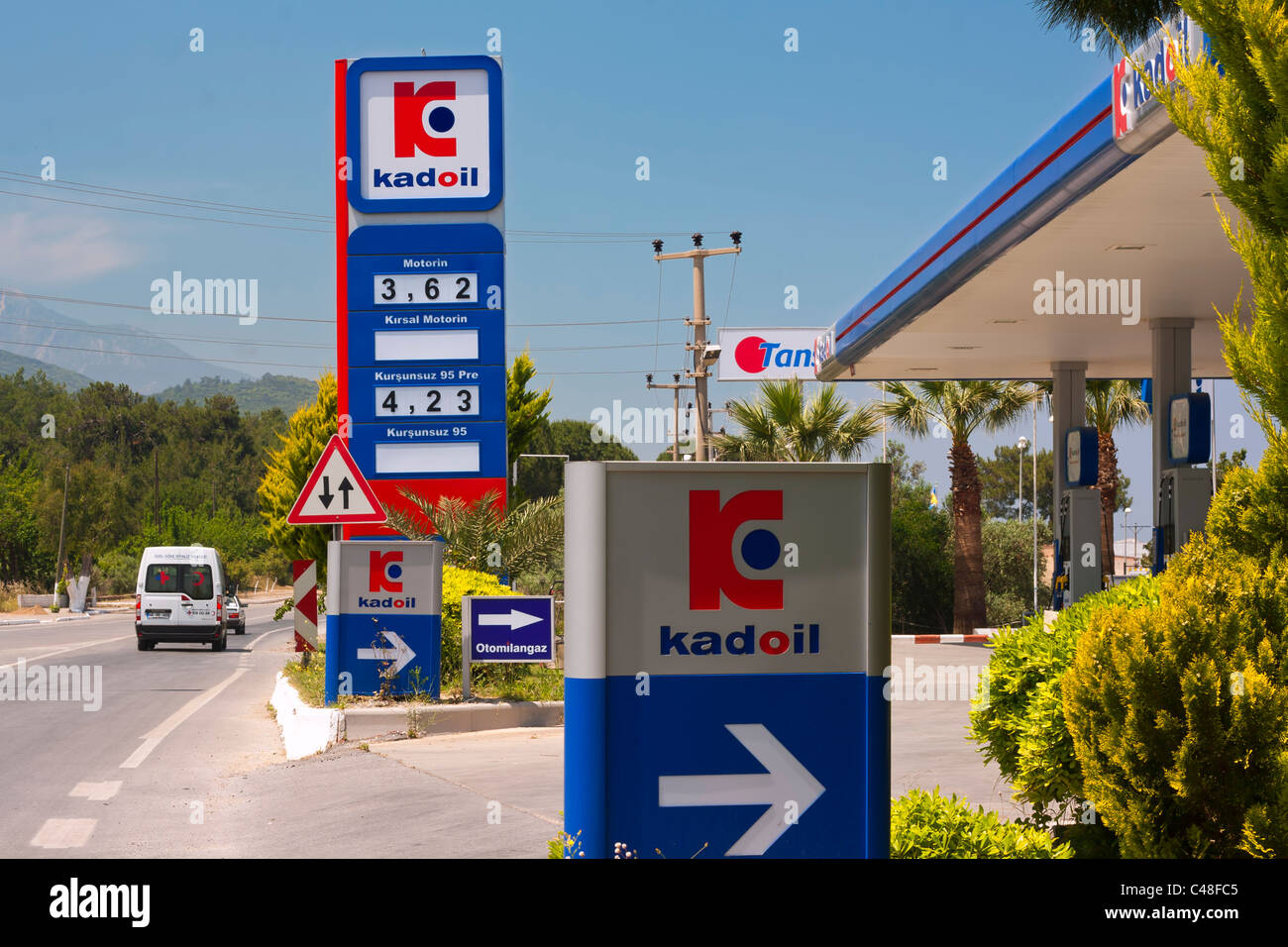 Petrol station in Turkey showing the high cost of fuel Stock Photo - Alamy