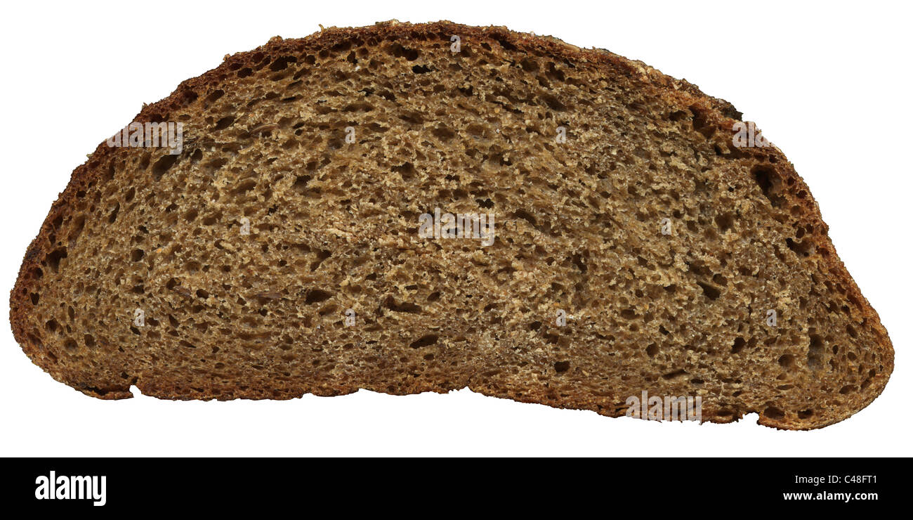 detailed close-up of a piece of rye bread on white background Stock ...