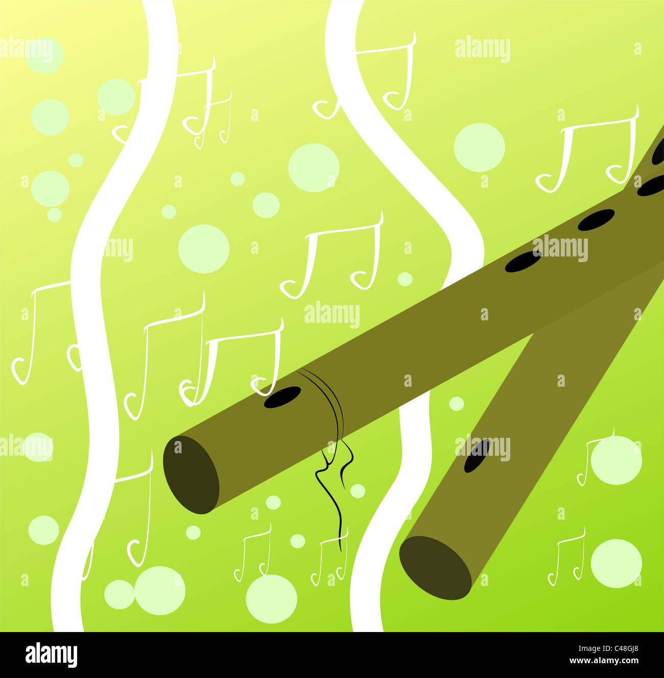 flutes in green background Stock Photo - Alamy