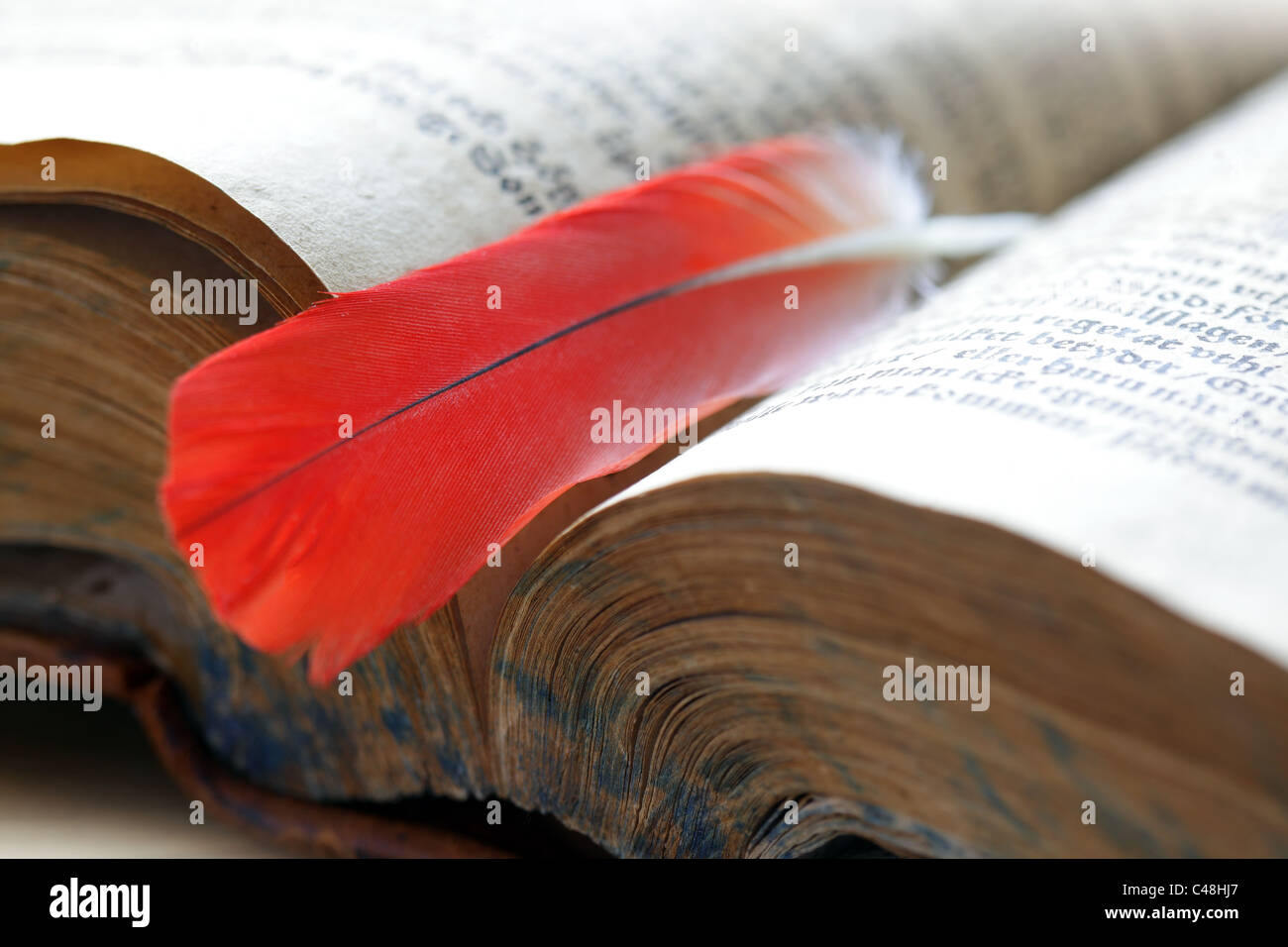 Old Message Book with feather Stock Photo - Alamy
