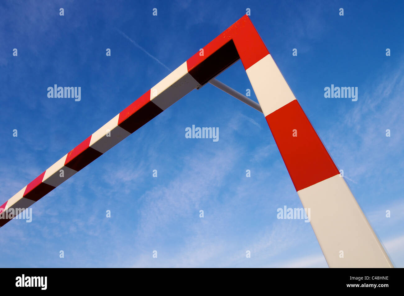 red and white goal with blue sky Stock Photo - Alamy