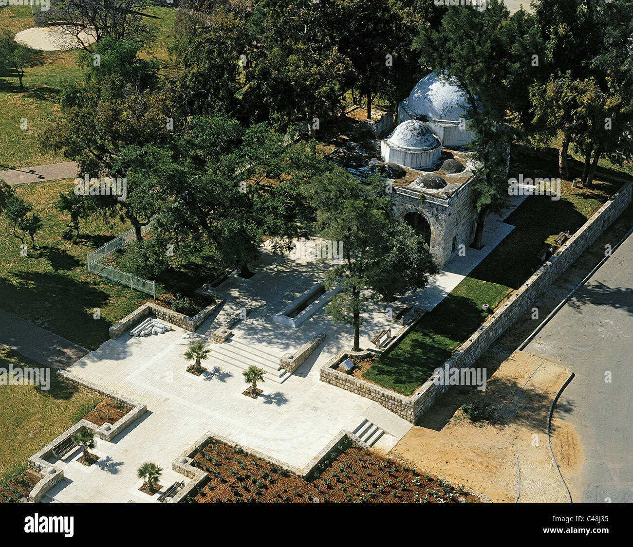 Aerial photograph of a mosque at the modern city of Yavne Stock Photo ...