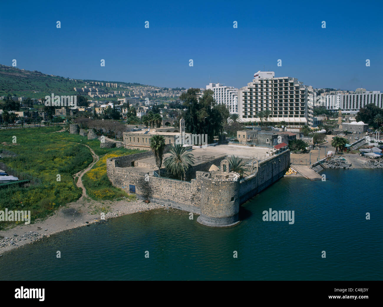 Aerial view of the the old city of Tiberias Stock Photo - Alamy