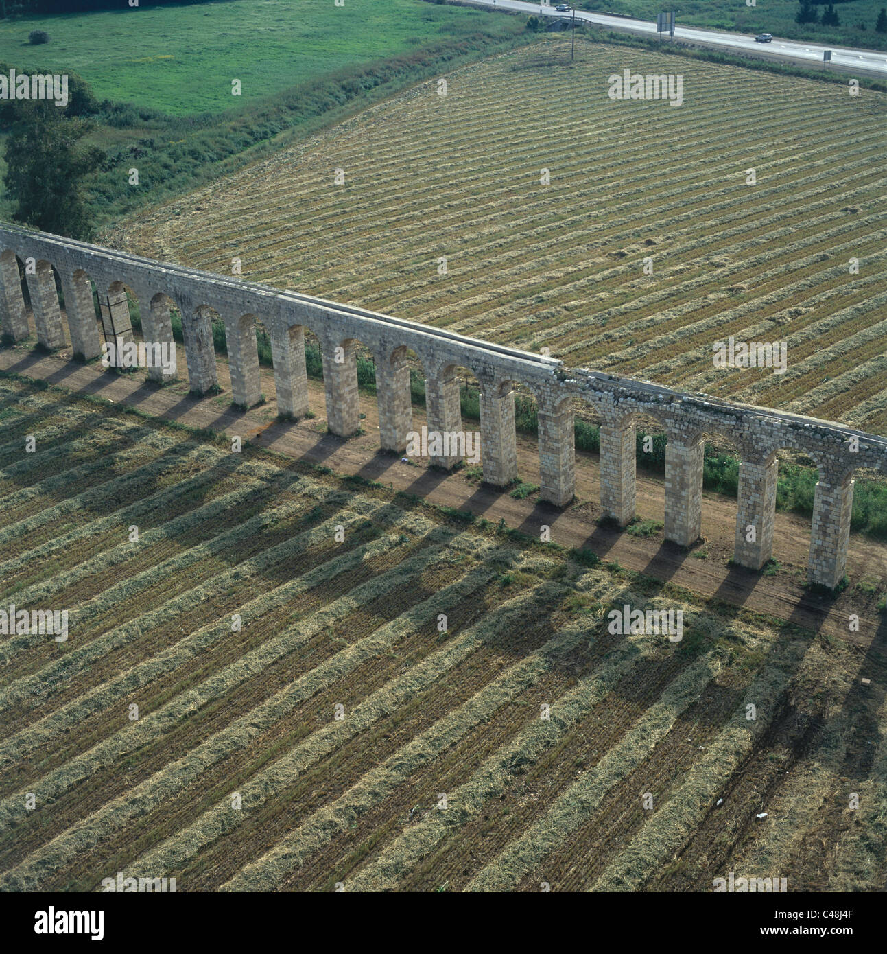 Aerial Photograph of the aqueduct of the ancient city of Acre Stock ...