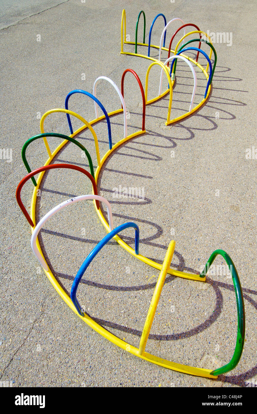 colorful playground with metal bars Stock Photo - Alamy