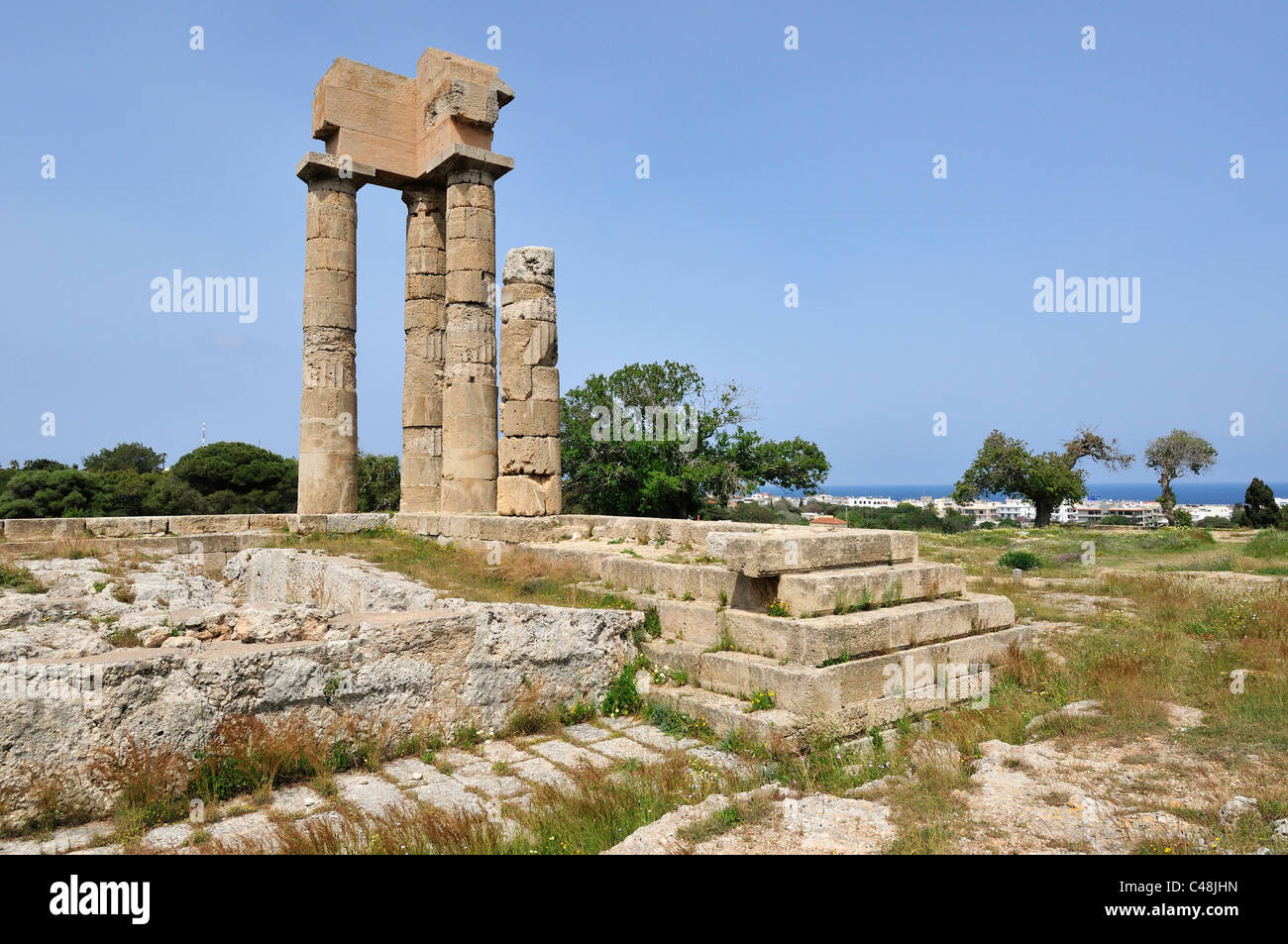 The ancient greek Temple of Pythian Apollo, Acropolis, Rhodes Town, Greece Stock Photo - Alamy