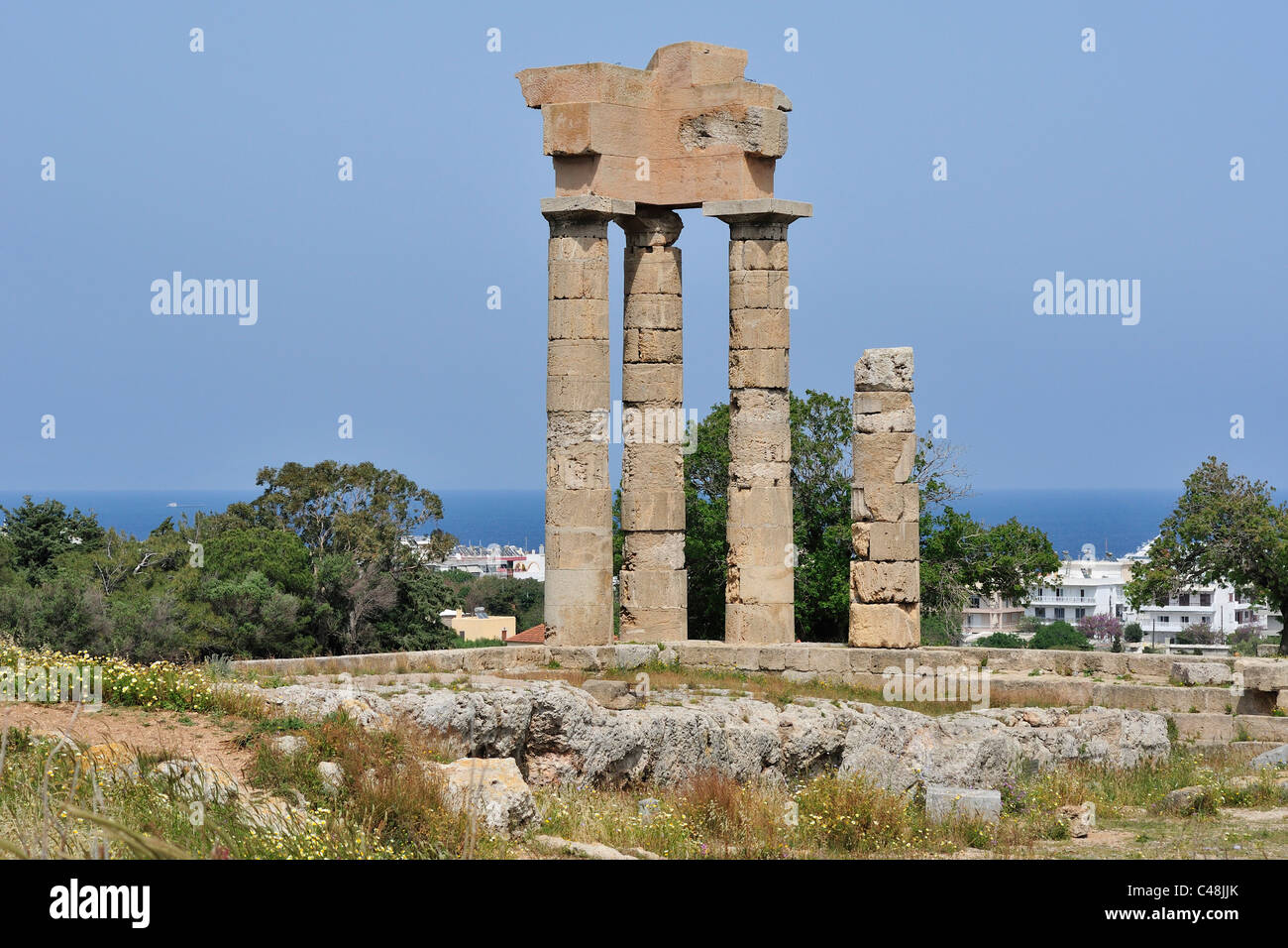 The ancient greek Temple of Pythian Apollo, Acropolis, Rhodes Town ...