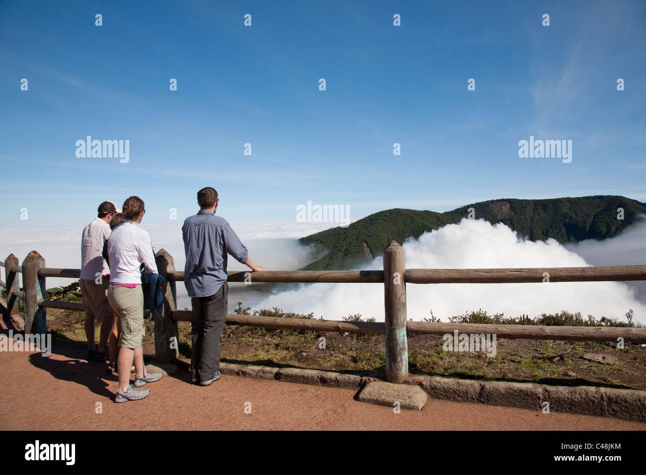 By clouds limited view of the Poas volcano crater, Near San Jose, Costa ...