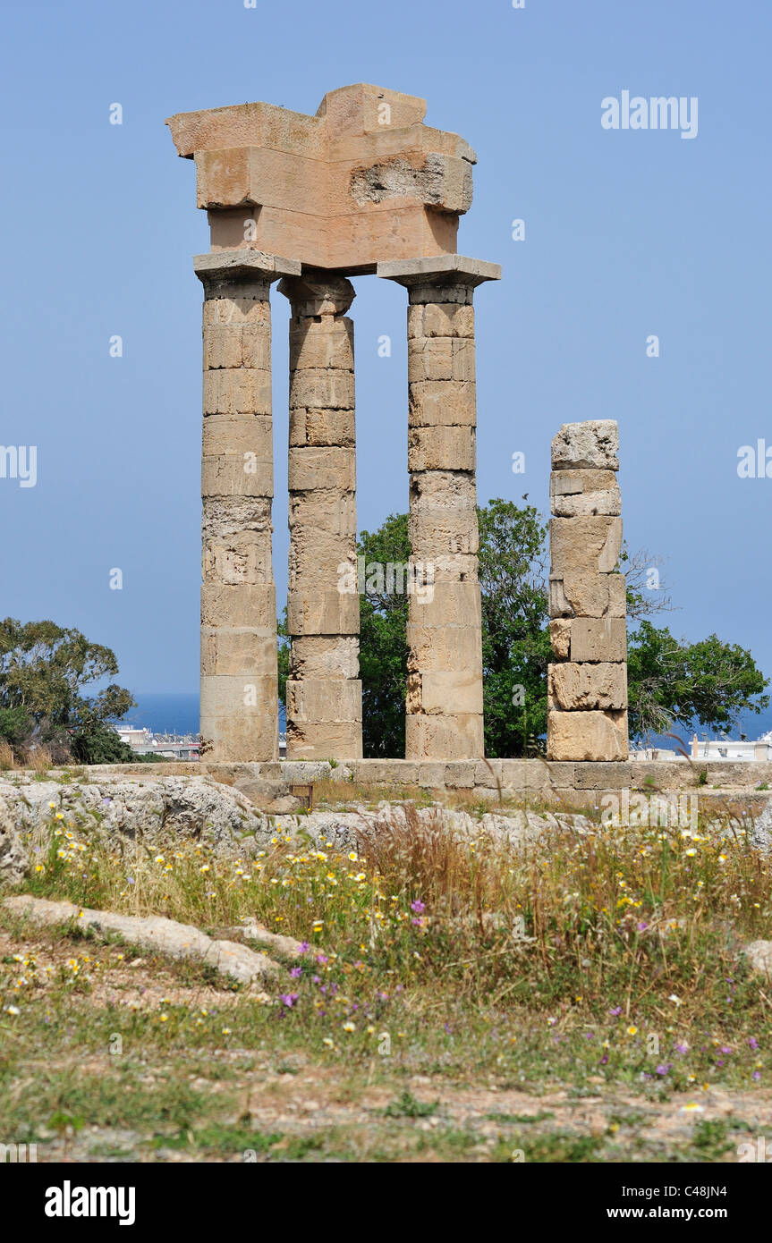 The ancient greek Temple of Pythian Apollo, Acropolis, Rhodes Town ...