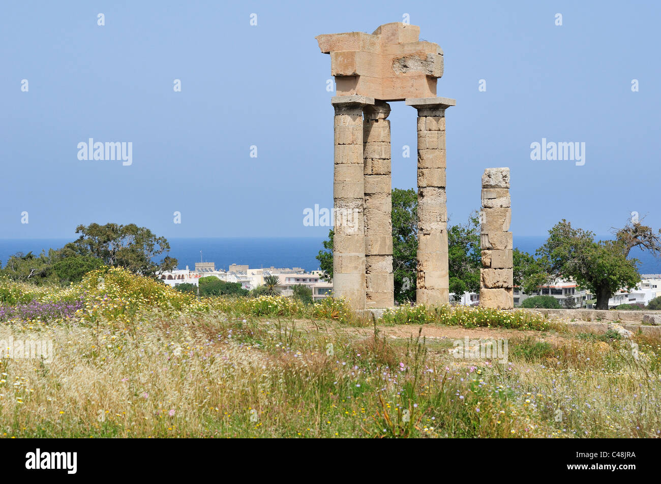 The ancient greek Temple of Pythian Apollo, Acropolis, Rhodes Town, Greece Stock Photo - Alamy