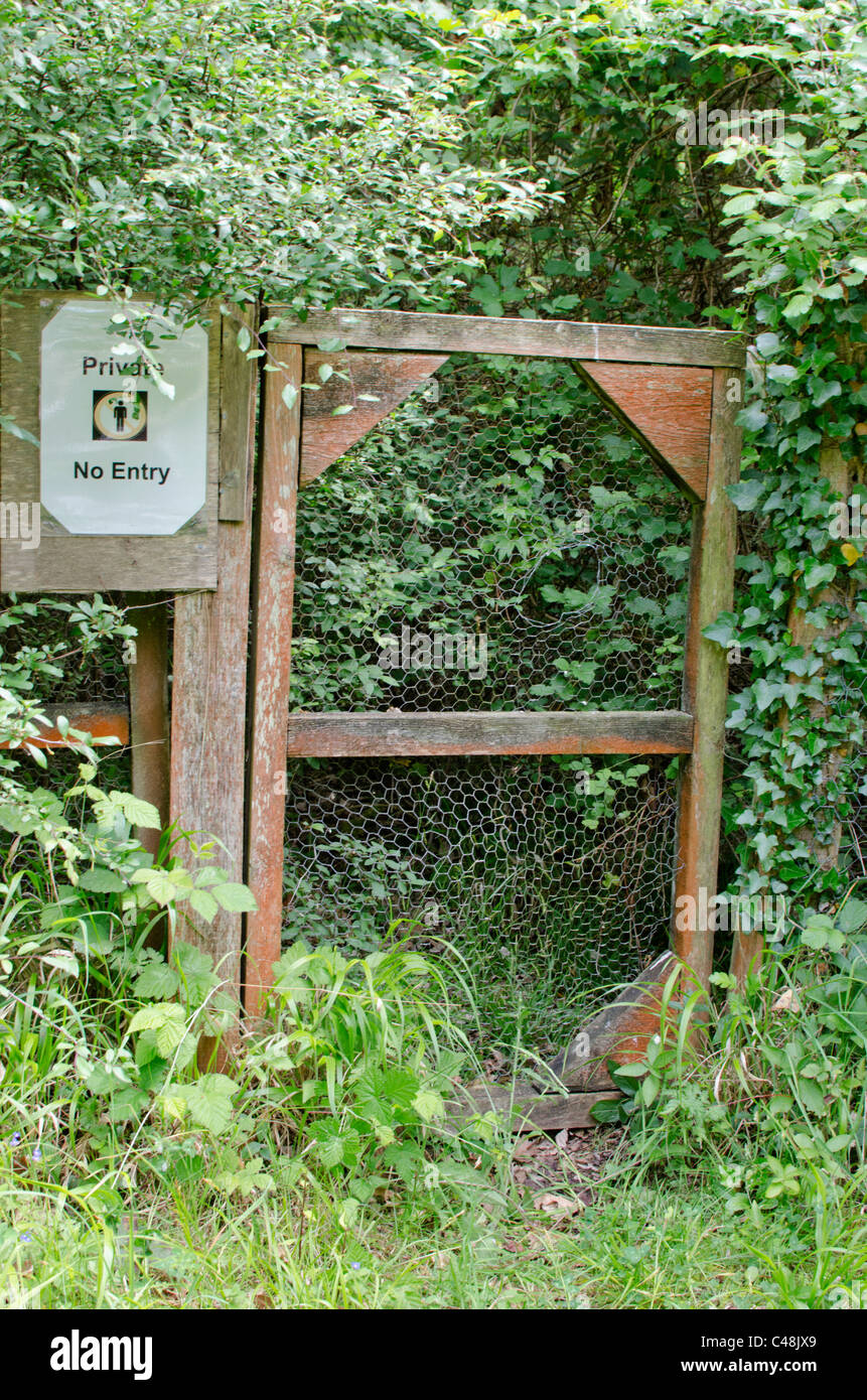No Entry sign beside a rural gate Stock Photo - Alamy