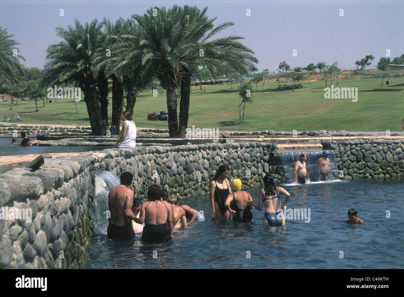 Photograph of the warm springs of Gan Ha'shlosha in the Jordan valley ...