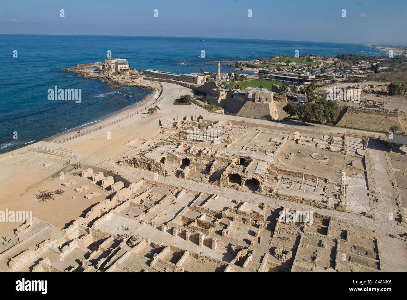 Aerial photograph of the ruins of ancient Caesarea Stock Photo - Alamy