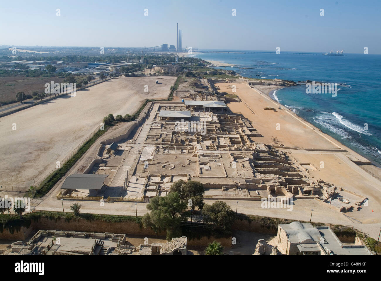 Aerial photograph of the ruins of ancient Caesarea Stock Photo - Alamy