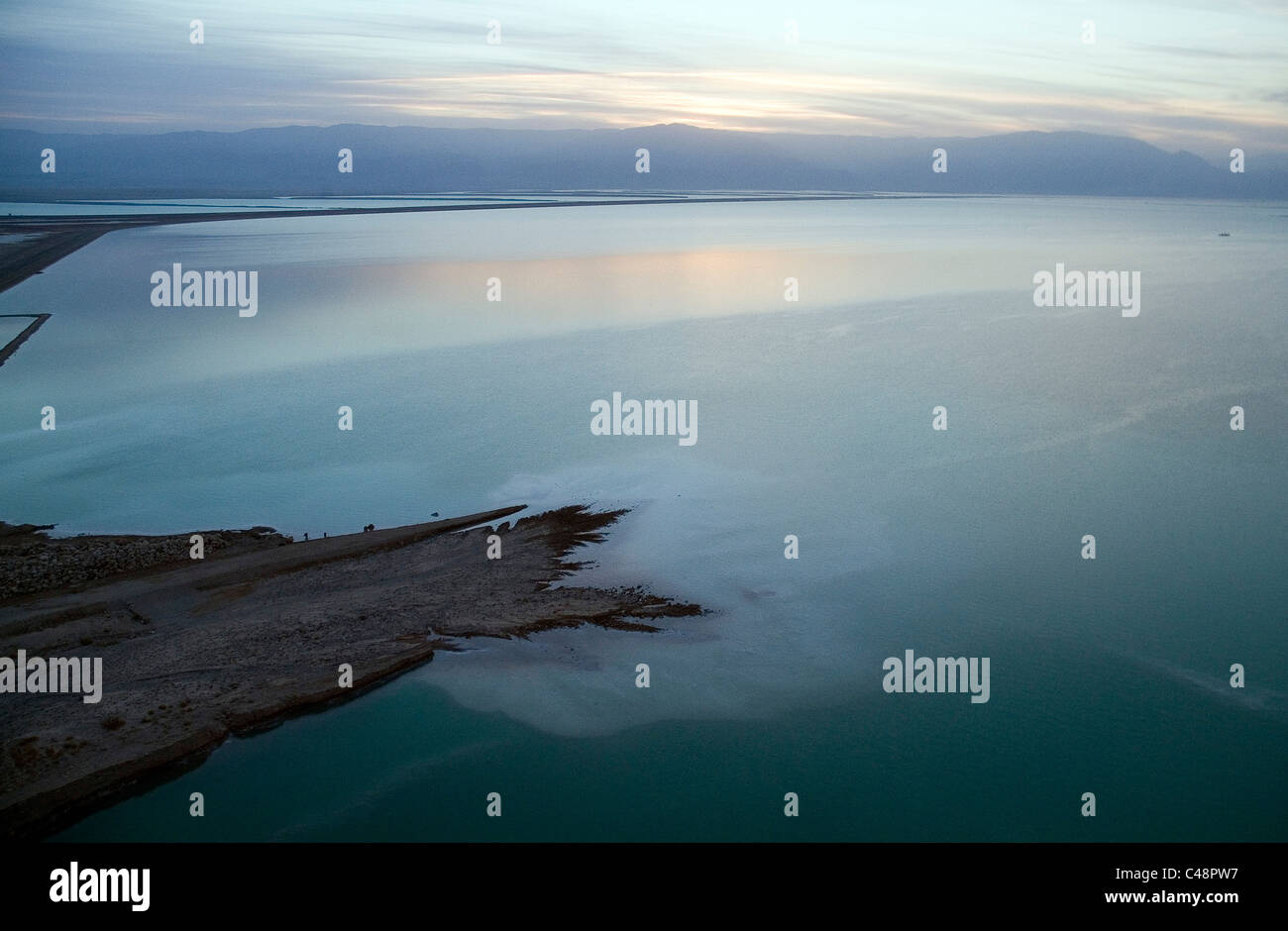 Aerial photograph of the Dead sea at sunrise Stock Photo - Alamy