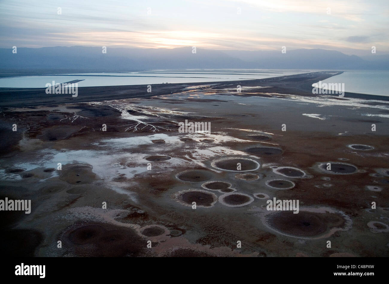 Aerial photograph of the Dead sea at sunrise Stock Photo - Alamy