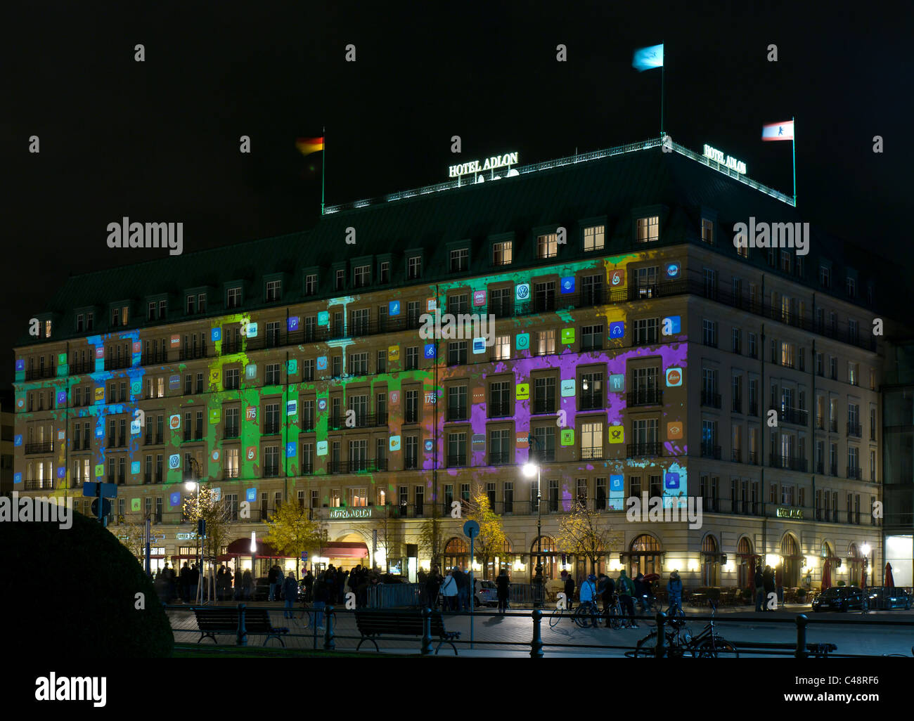 Hotel Adlon in the original illumination. Berlin. Festival of Lights ...