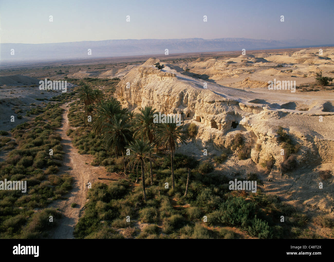 Aerial view of the remains of a Byzantine Laura in Dir Hajla region ...