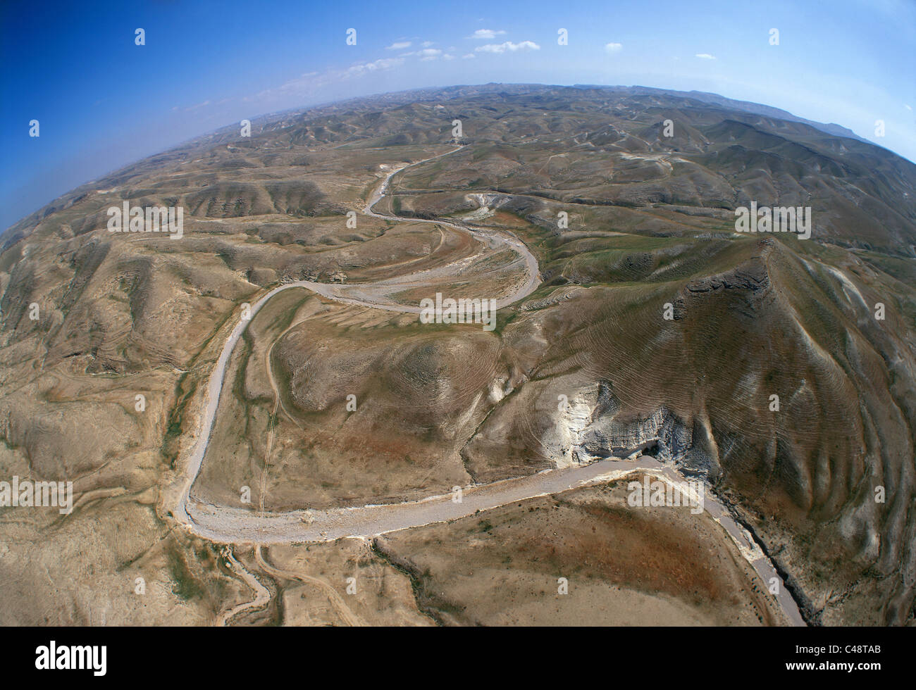 Aerial view of the Judea Desert plateau and the Dead Sea Stock Photo ...