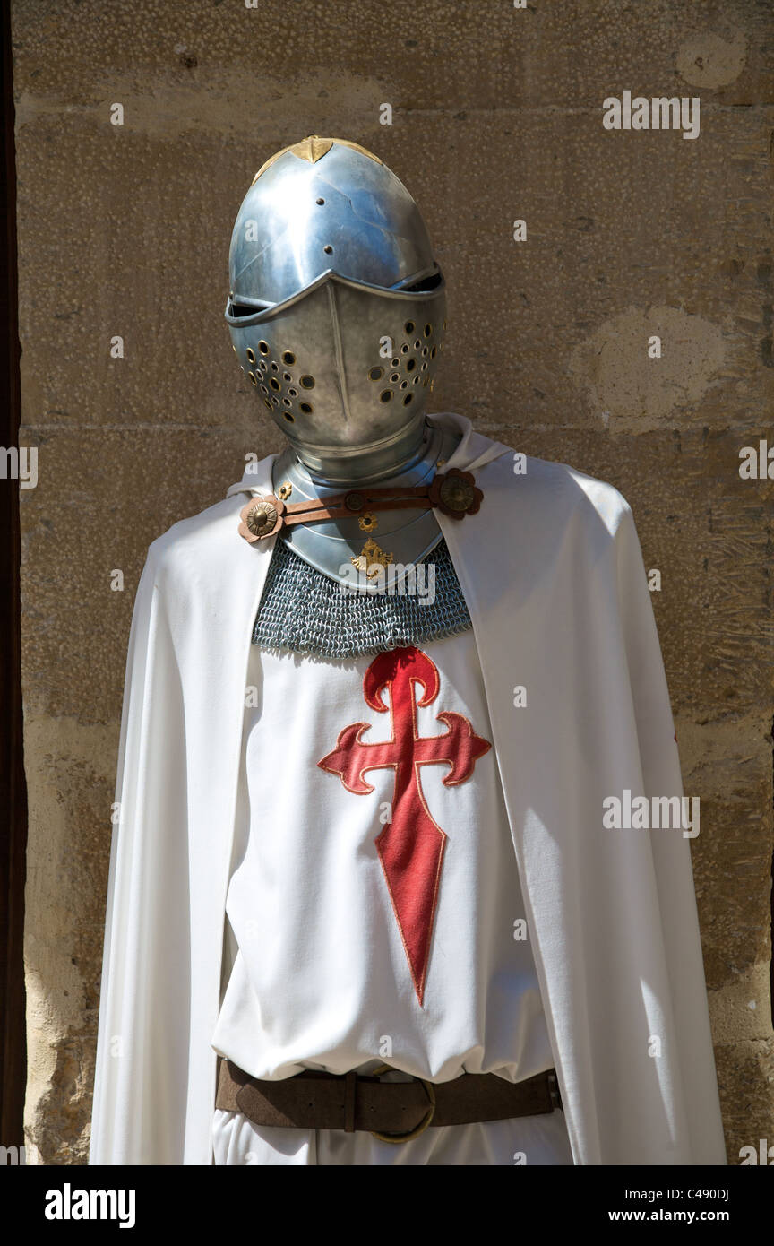 clothing of an ancient knight with helmet Stock Photo - Alamy