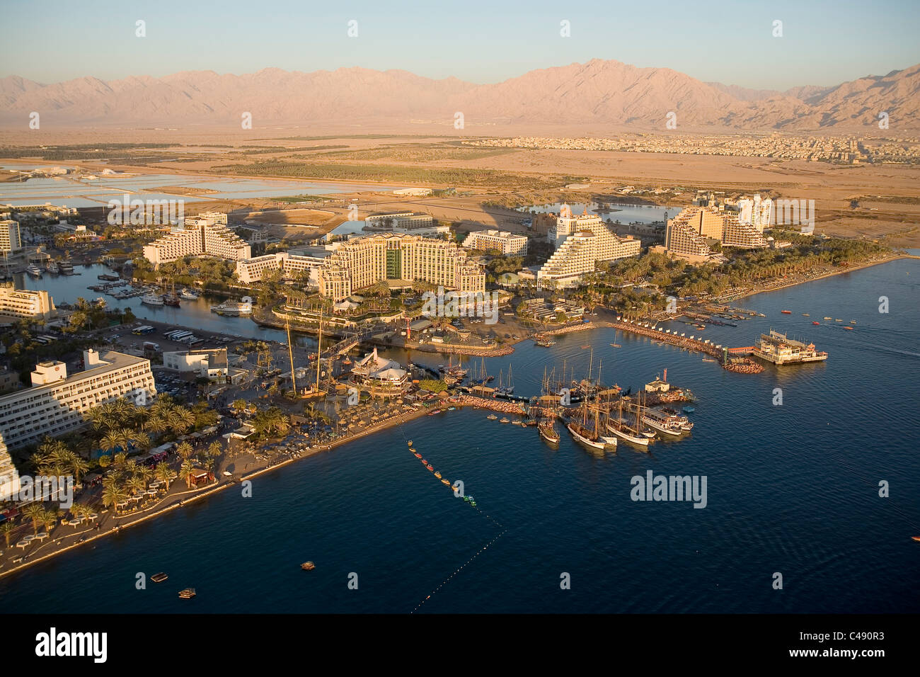 Aerial photograph of Eilat's marina at sunset Stock Photo - Alamy