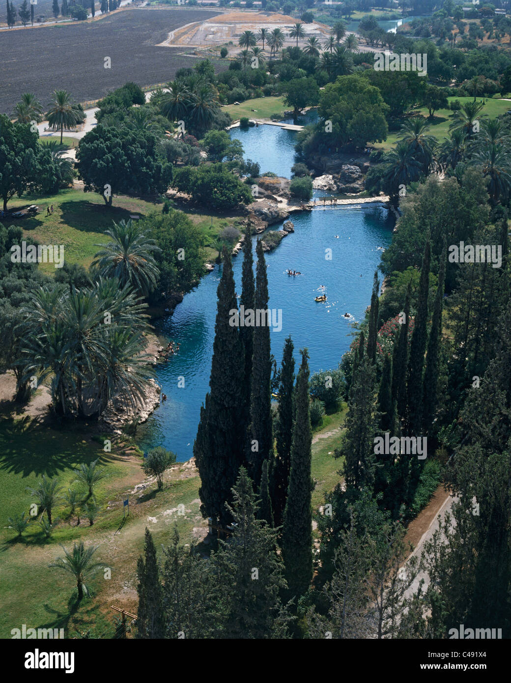 Aerial photograph of Gan Hashlosha in the Jordan valley Stock Photo - Alamy