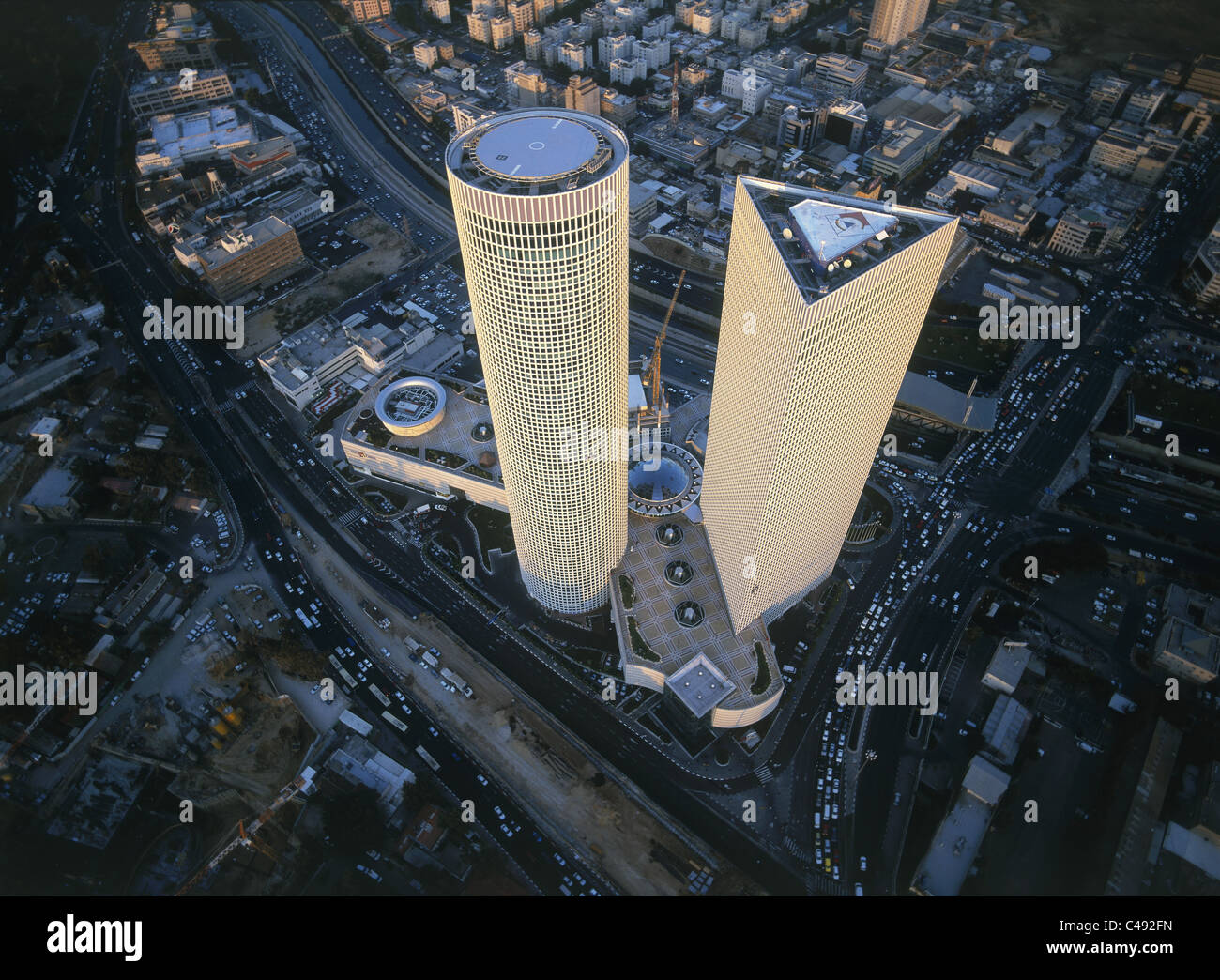 Aerial photograph of the Azrieli towers in Tel Aviv Stock Photo - Alamy