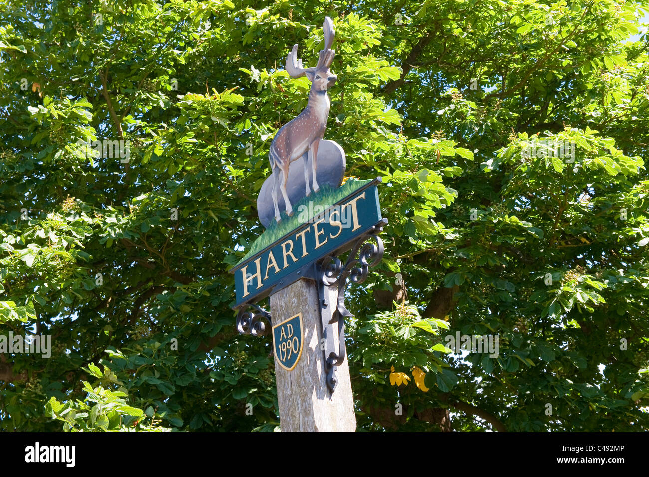 Village Sign Hartest, Cambridgeshire Stock Photo - Alamy