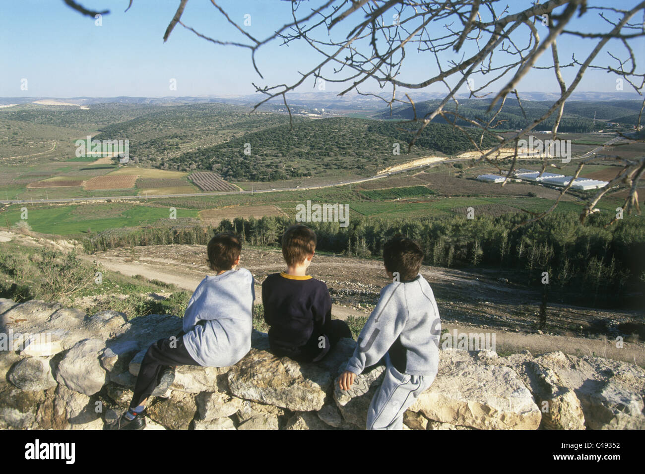 Photograph of the view from the Azaka mound in the judea mountains ...