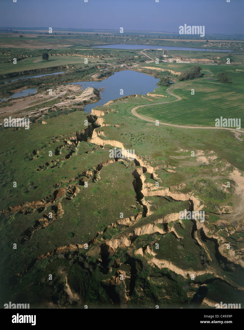 Aerial photograph of the Bsor wadi in the Northern Negev Stock Photo ...