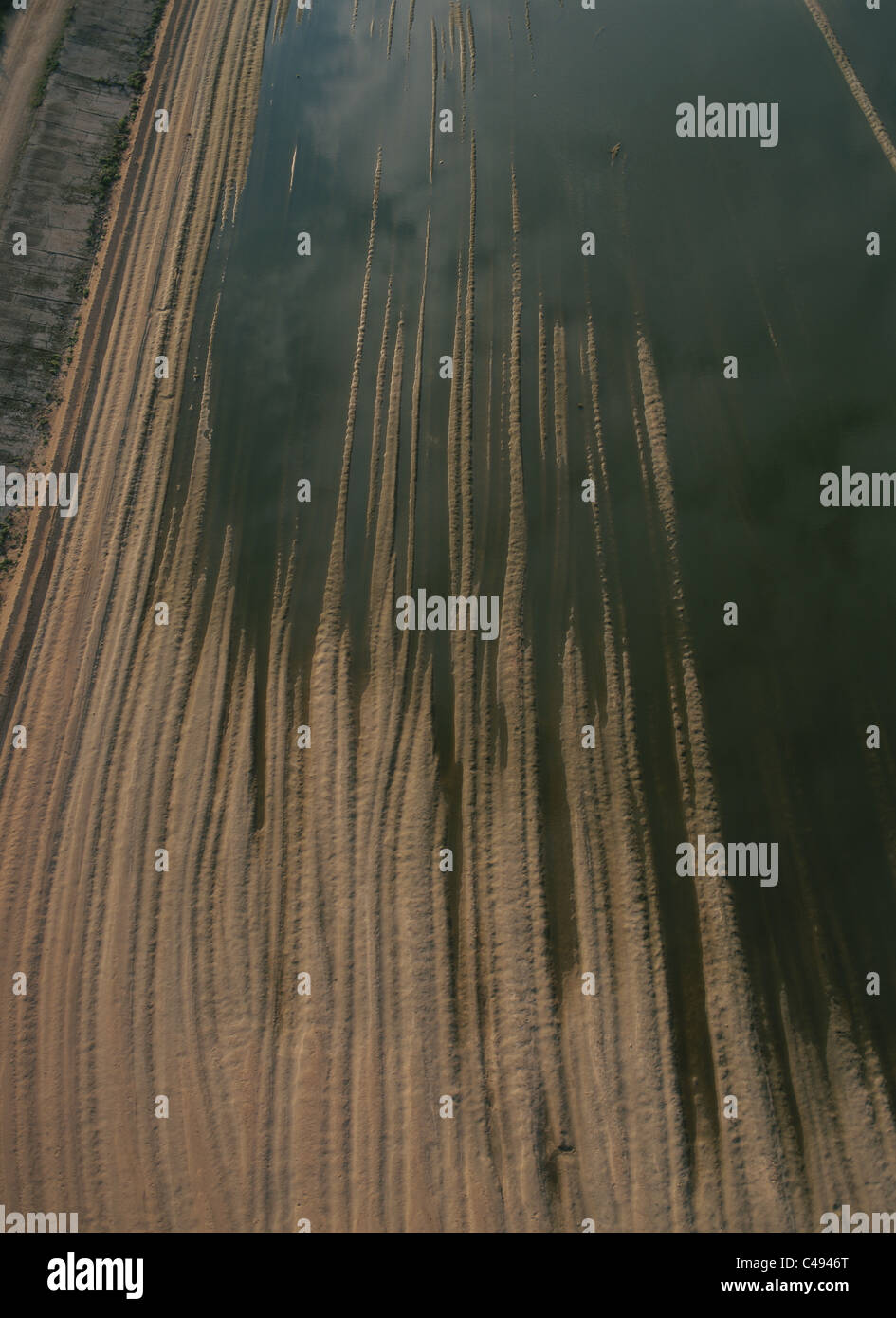 Aerial photograph of a dry reservoir Stock Photo - Alamy