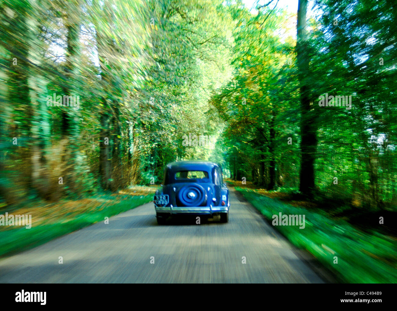 Photograph of a vintage blue car in Normandy France Stock Photo - Alamy