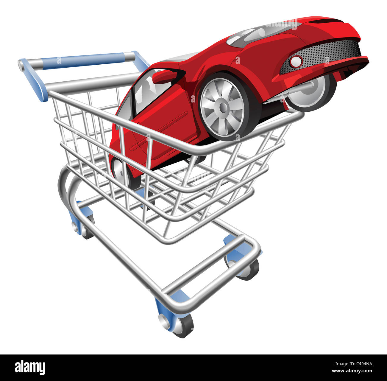 An illustration of a shopping cart trolley with car Stock Photo - Alamy