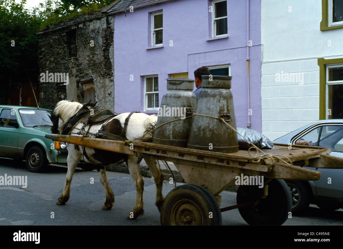 County Kerry Ireland Dingle Milk man Delivering Milk By Horse And Cart ...