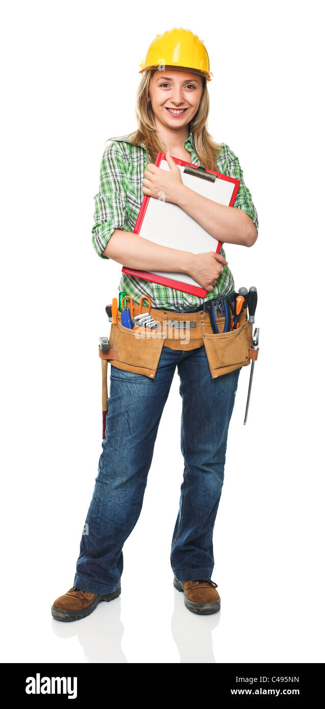 fine portrait of caucasian woman manual worker Stock Photo - Alamy