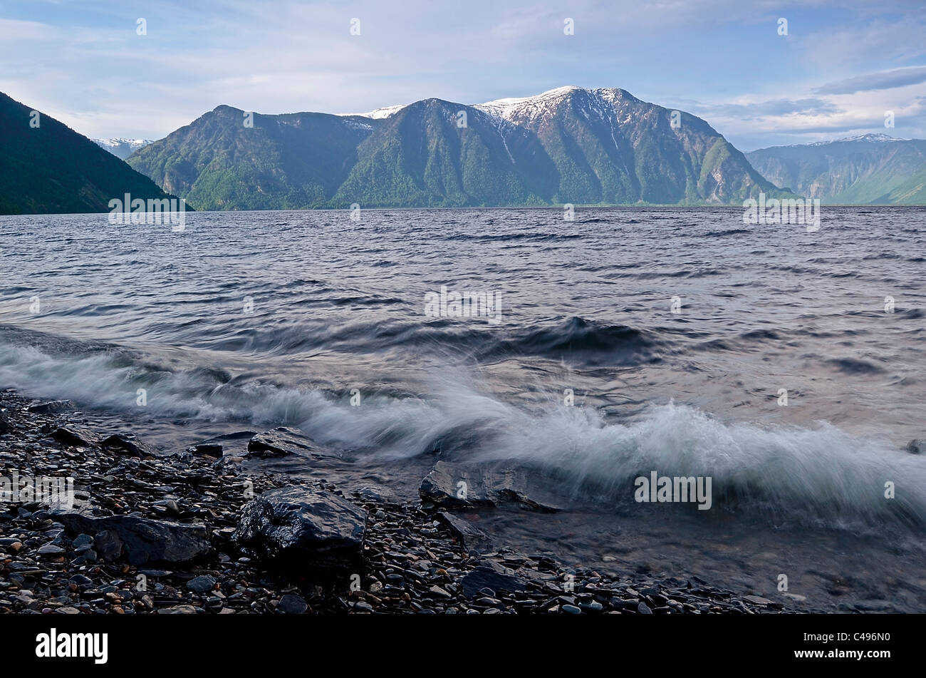 Teletskoye lake and Tualok Mount. Altai. Siberia. Russia Stock Photo ...