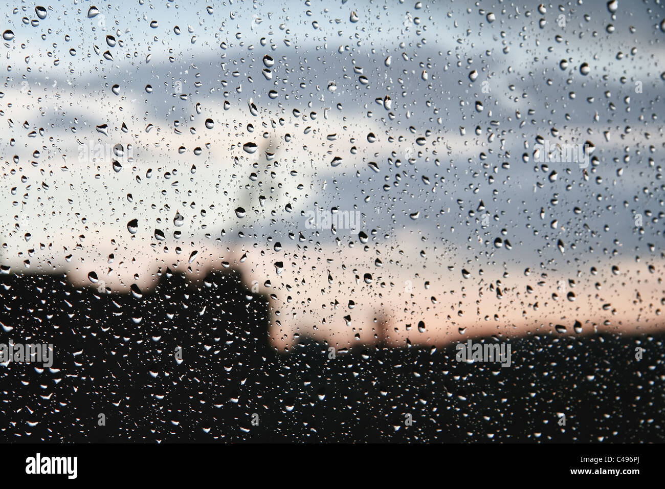 Waterdrops on window in rainy day Stock Photo - Alamy