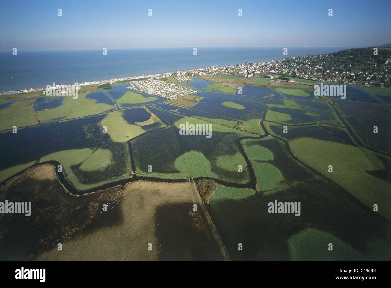 Aerial photograph of swamps of Normandy France Stock Photo - Alamy