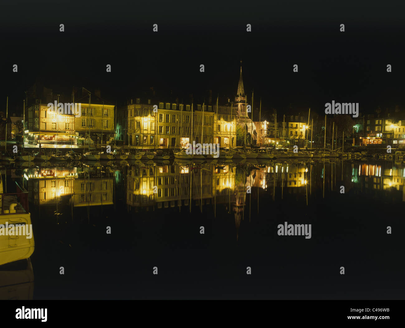 Night photograph of a boat marina in Normandy France Stock Photo - Alamy