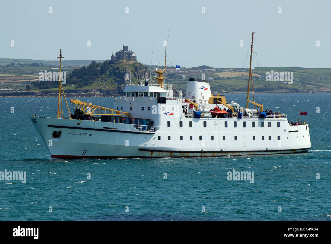The Scillonian III returning to Penzance with St. Michael's Mount in ...