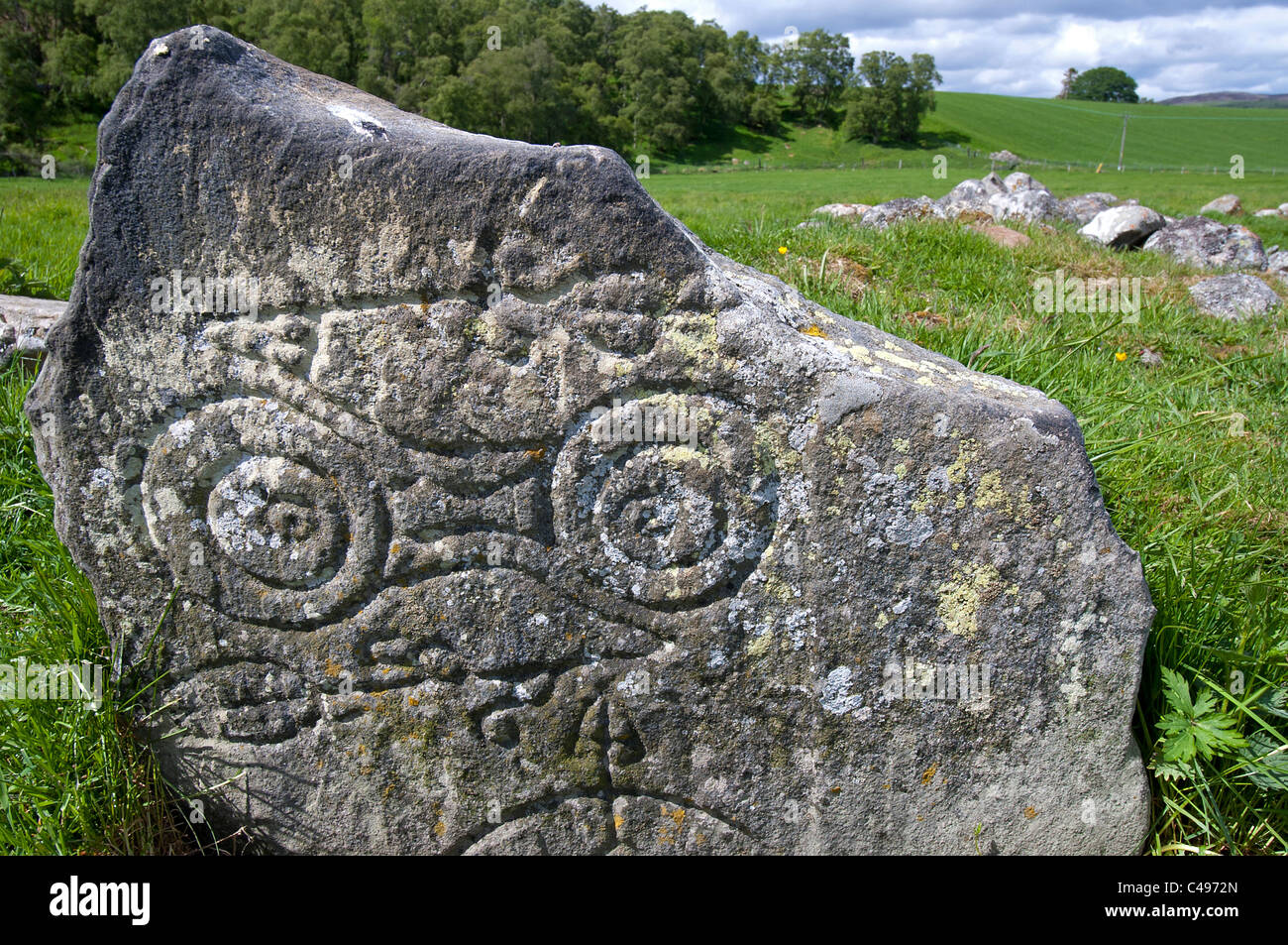 The Congash Symbol Stone, Grantown on Spey, Moray, Scotland Stock Photo ...