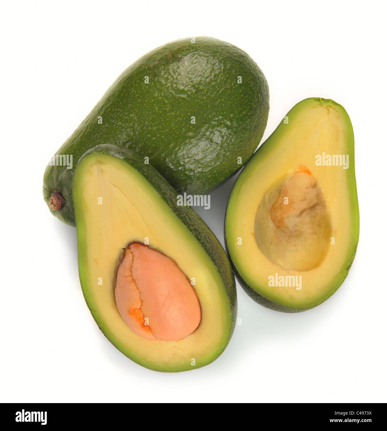 Ripe sliced avocado isolated on white background Stock Photo - Alamy