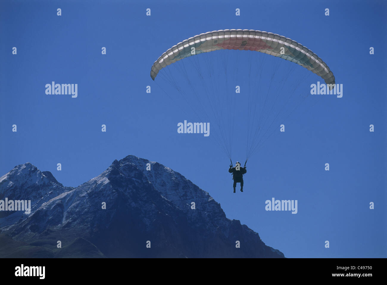 Photograph of a free-fall-parachute on the mountains of France Stock ...