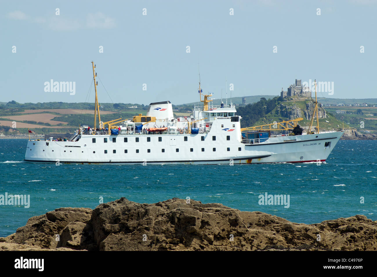 The Scillonian III leaving Penzance with St. Michael's Mount in the ...