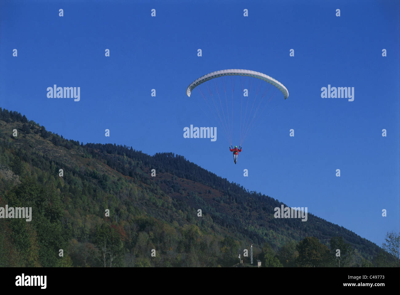 Photograph of a free-fall parachute over the mountains of France Stock ...