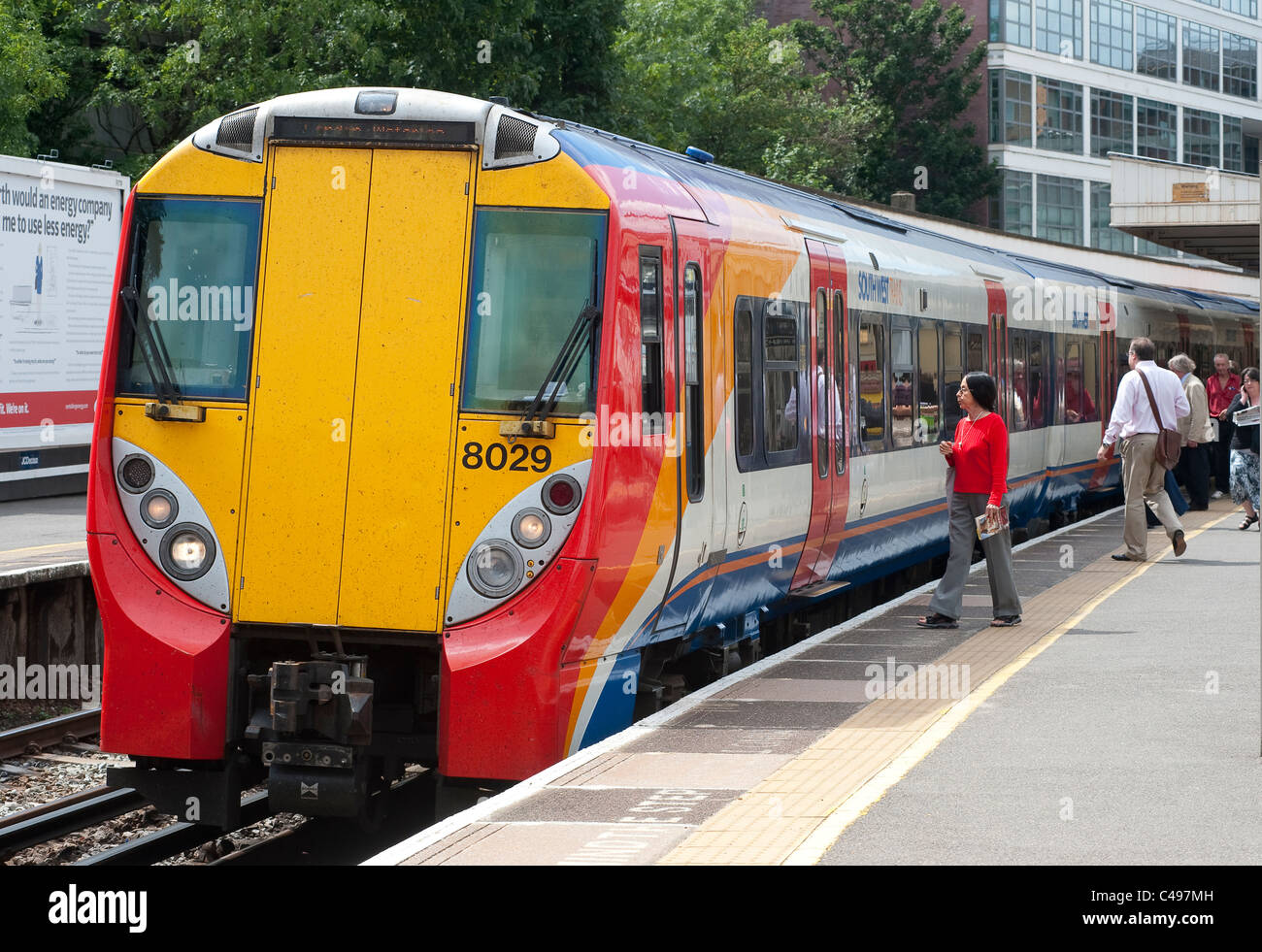 Class 458 juniper passenger train in South West Trains livery waiting ...