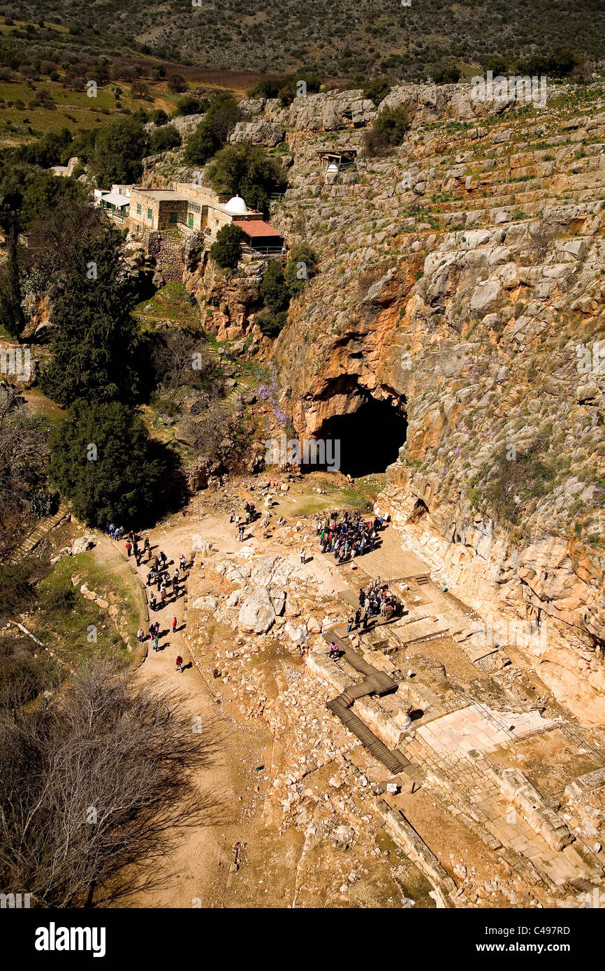 Aerial photograph of the ruins of the Roman city Banias in the Northern ...
