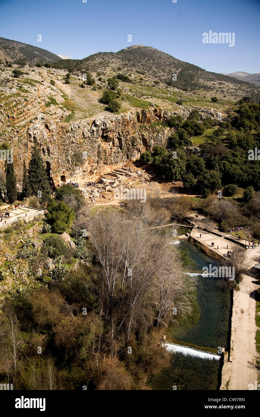Aerial photograph of the ruins of the Roman city Banias in the Northern ...