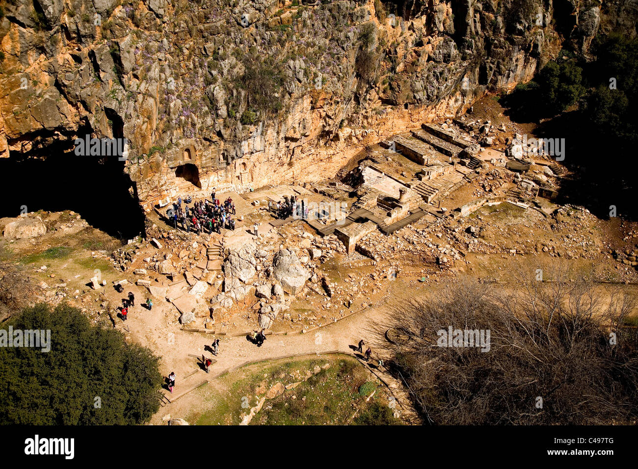 Aerial photograph of the ruins of the Roman city Banias in the Northern ...